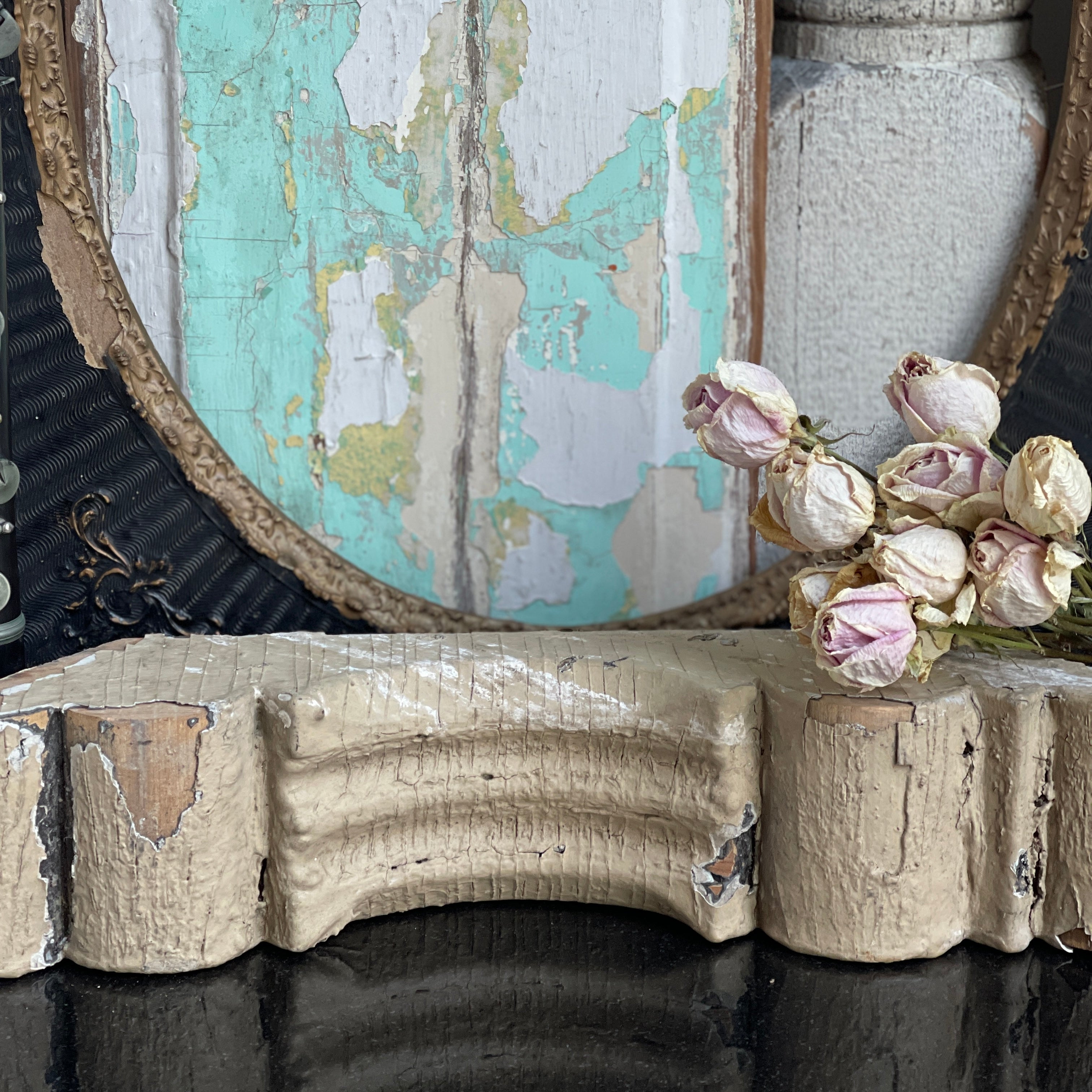 Salvaged Chippy Wood Bracket – Fairy Dust and Rust